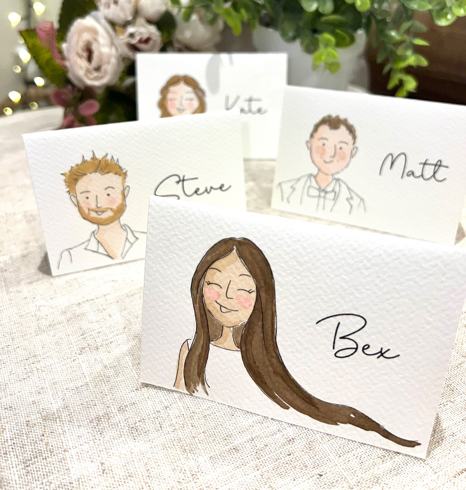 Illustrated Wedding Place Name Cards | Clair De Lune Illustrate
